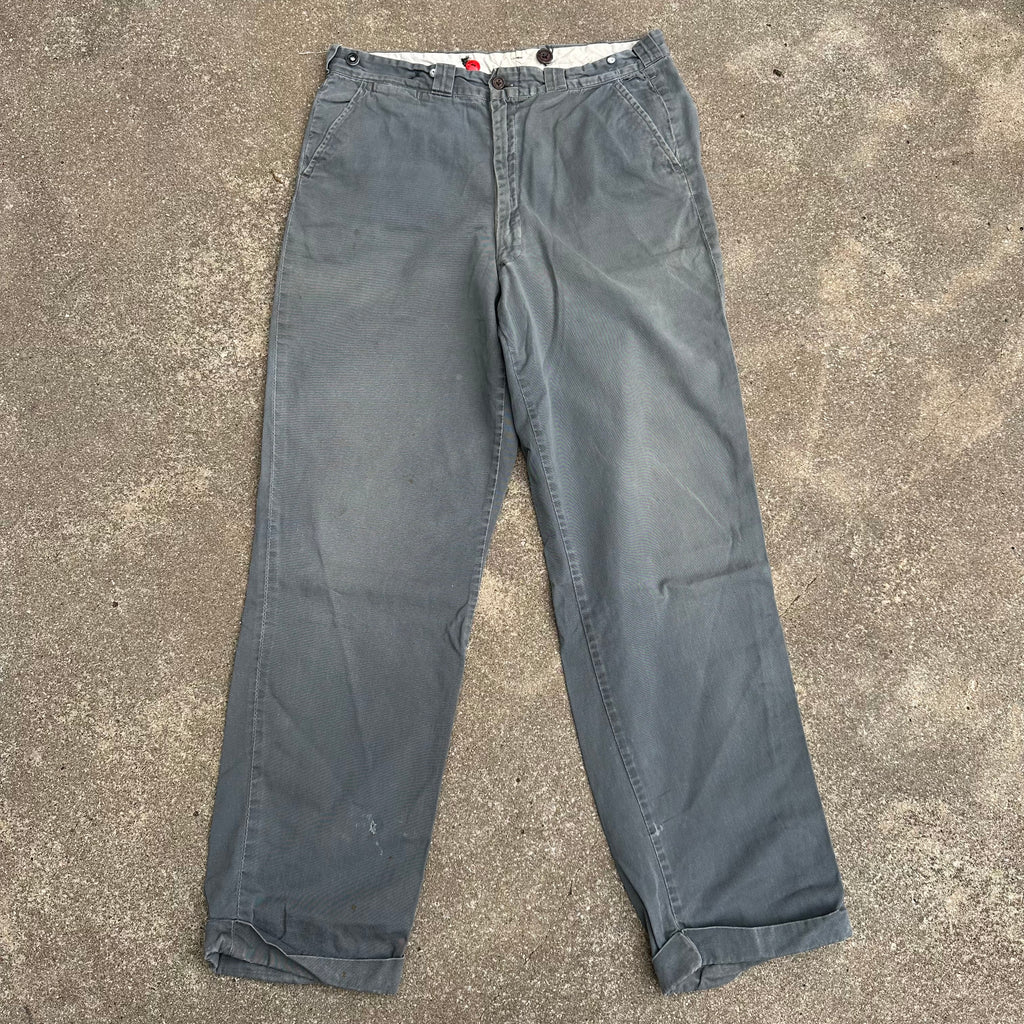 1950’s Grey Boat Cloth Work Pants 34” Waist – Little Chum Vintage
