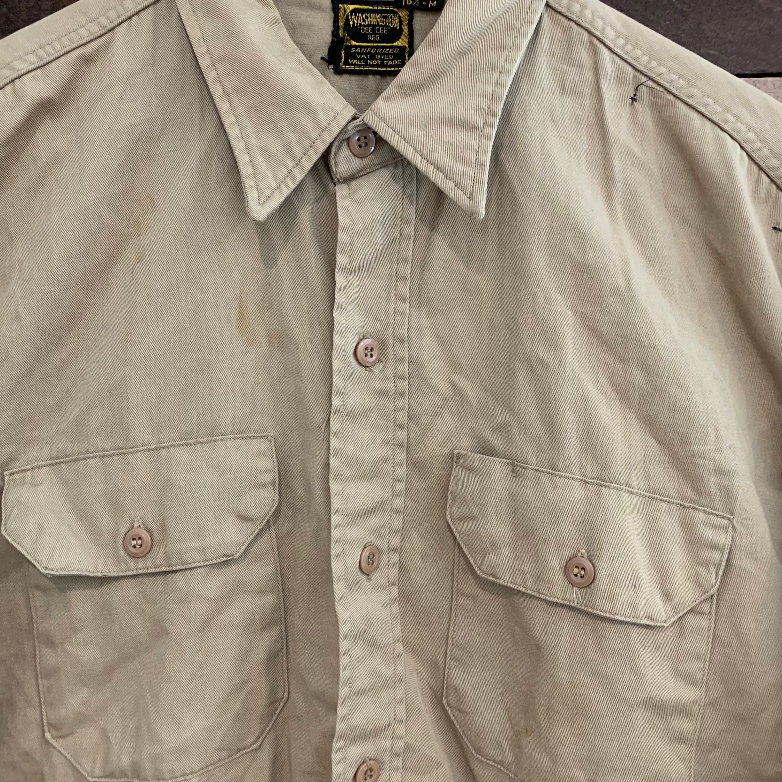 1940's Washington Dee Cee Sanforized Vat Dyed Khaki Work 1940's Washington Dee Cee Sanforized Vat Dyed Khaki Work