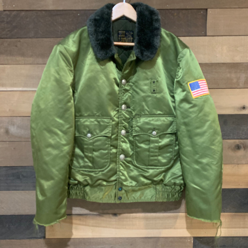 1980's The Lawmen Green Sheriff Type Fur Collared Puffer Jacket Medium ...