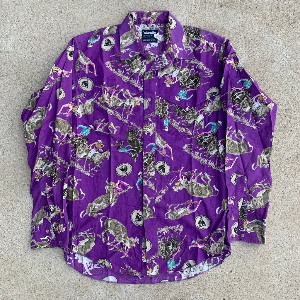 1980's Wrangler Pro Rodeo Cowboys Association Western Shirt L/XL ...